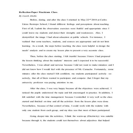Reflection paper-practicum-class | DOCX