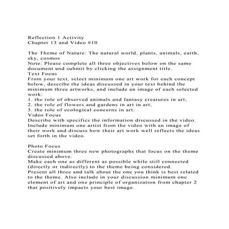 Reflection 1 Activity Chapter 13 and Video #10The Theme of.docx