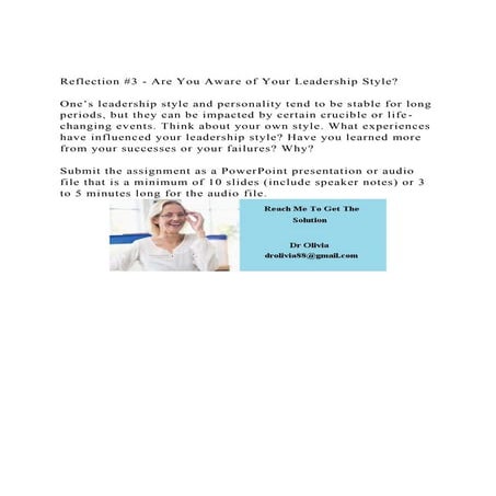 Reflection #3 - Are You Aware of Your Leadership StyleOne’s.docx
