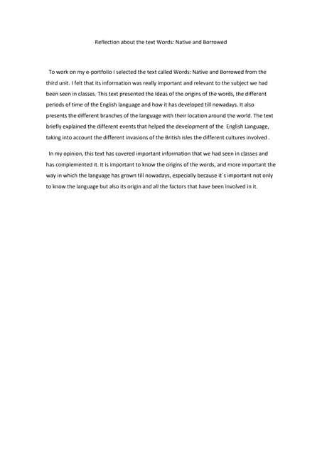 Reflection n°1 (the english language) | PDF