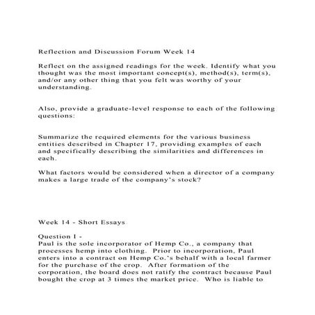 Reflection and Discussion Forum Week 14Reflect on the assign.docx