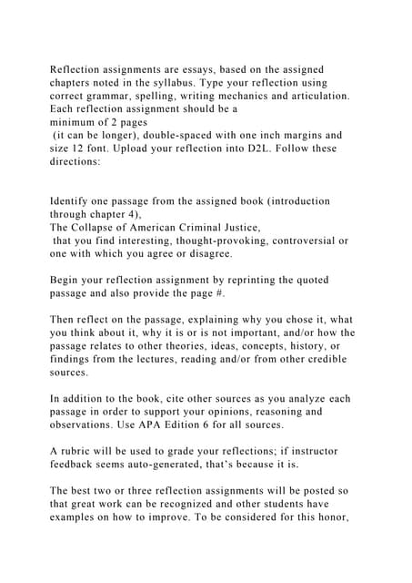 Reflection AssignmentChose to reflect on number, either 1, 2.docx