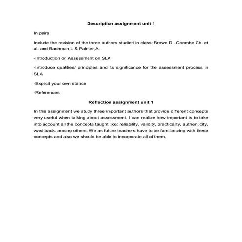 Reflection assignment unit 1 | PDF