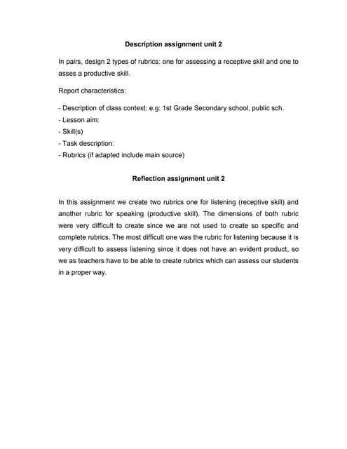 Reflection assignment unit 1 | PDF