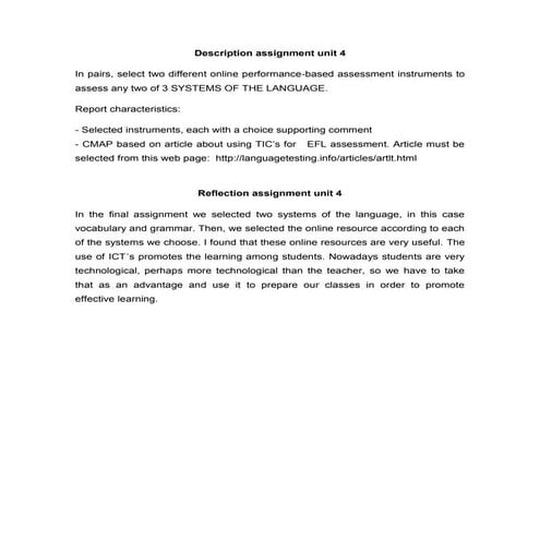 Reflection assignment unit 4 | PDF