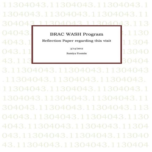 BRAC's Water and Sanitation Hygiene (WASH) program | PPTX