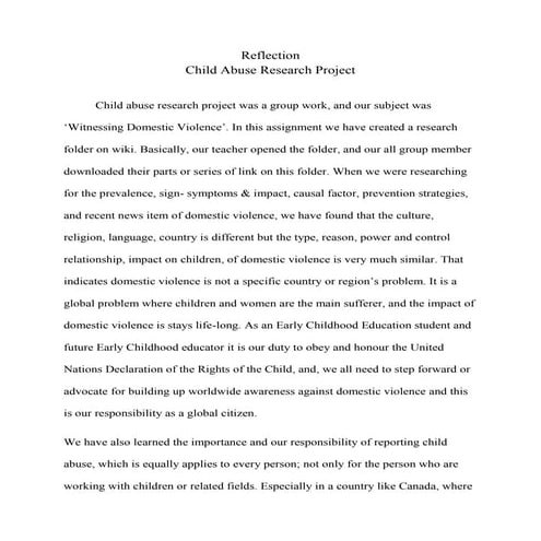 Reflection child abuse | DOCX