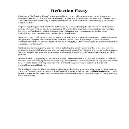 Reflection Essay. How To Write A Reflection Paper Essay ...