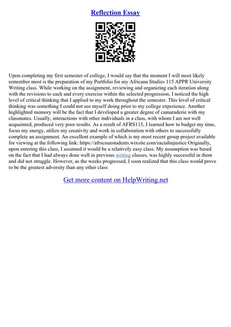 Writing class reflective essay | PDF