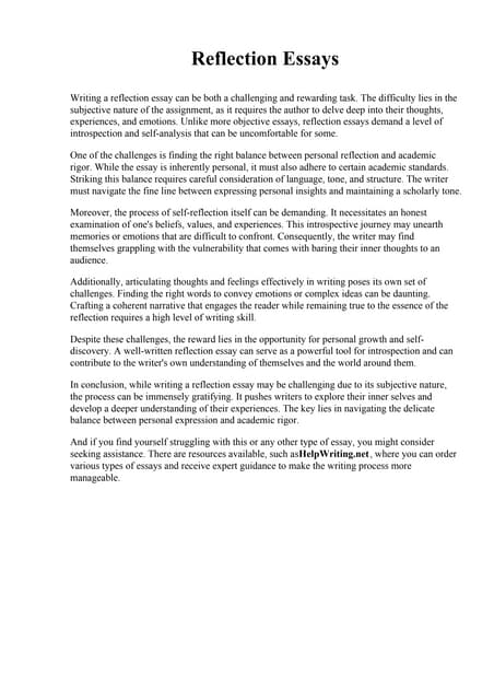 Sample Of Reflective Essay | PDF