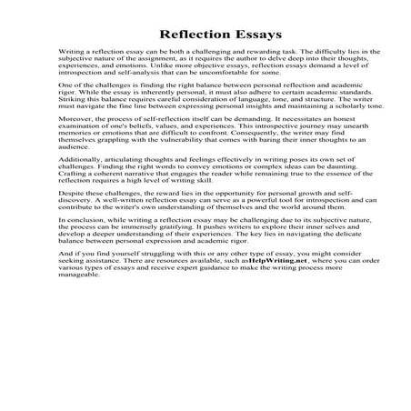 Reflection Essays | PDF
