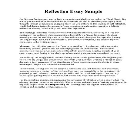 Reflection Essay Sample. Stevens Institute of Technology | PDF