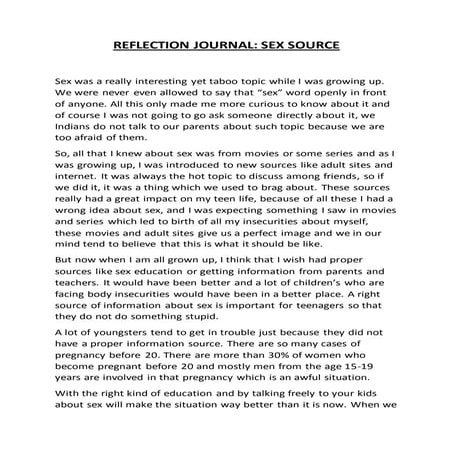 Reflection Journal Sex Source Pdf
