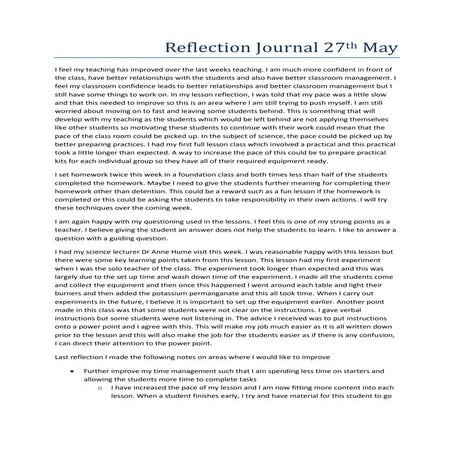 Reflection journal 27th may | PDF | Educational Assessment | Education