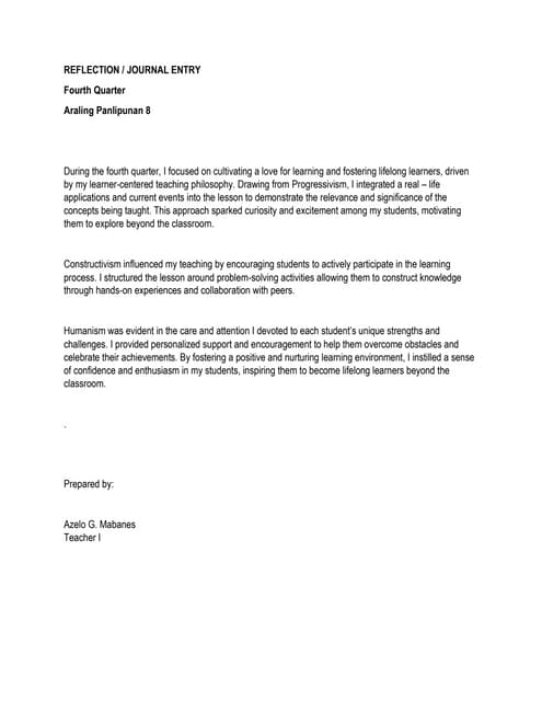 REFLECTION-JOURNAL-ENTRY-self reflection | PDF