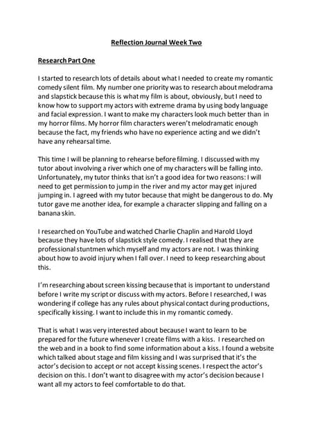 Reflection journal week one (checked) | PDF