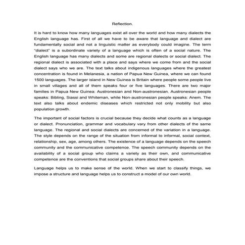 Reflection language in society. | DOCX