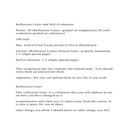 Reflection Letter and Self-Evaluation Points 50 (Reflecti.docx
