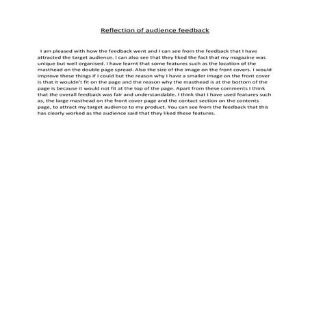 Reflection of audience feedback | DOCX