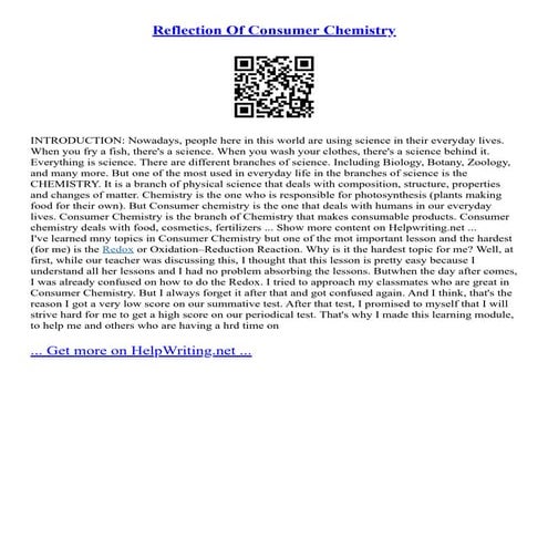 Reflection Of Consumer Chemistry.pdfReflection Of Consumer Chemistry | PDF