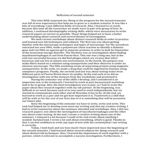 Reflection of second semester rise | DOCX