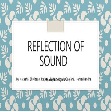 Reflection of Sound.................................... | PPTX | Physics | Science