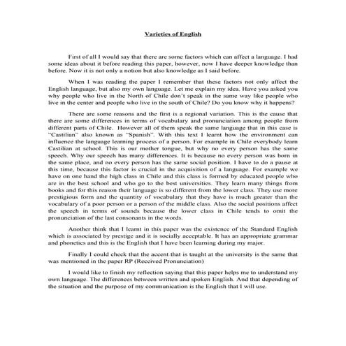 Reflection of varieties of english | PDF