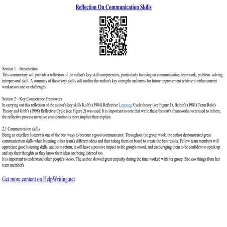 Reflection On Communication Skills | PPT