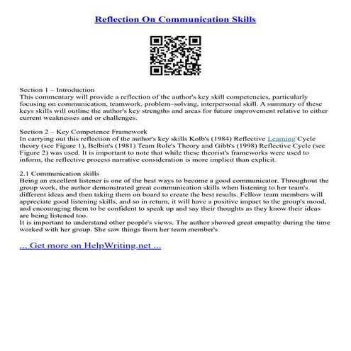 Reflection On Communication Skills | PDF