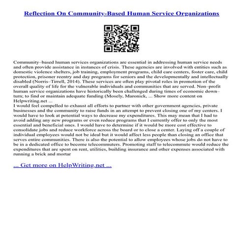Reflection On Community-Based Human Service Organizations | PDF | Non ...