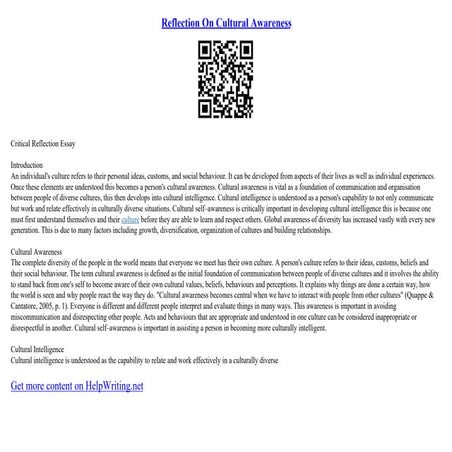 Reflection On Cultural Awareness | PDF