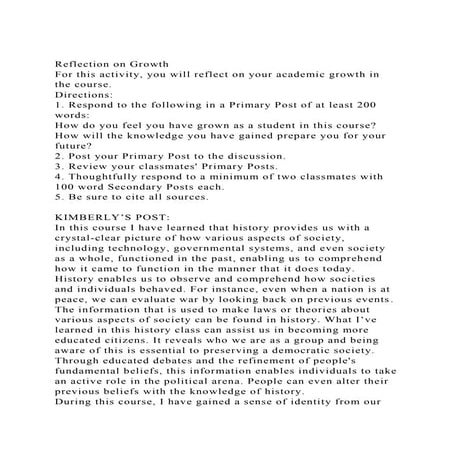 Reflection on GrowthFor this activity, you will reflect on your .docx