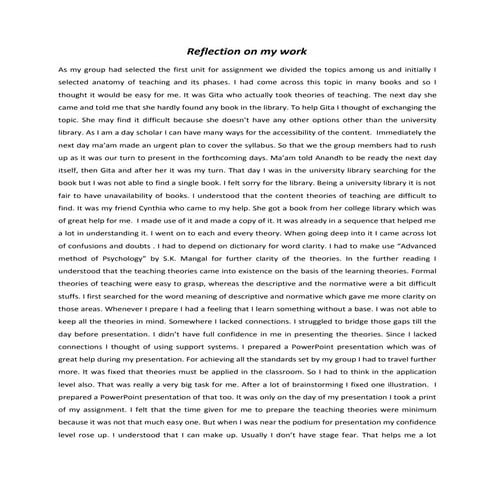 Reflection on my assignment | PDF