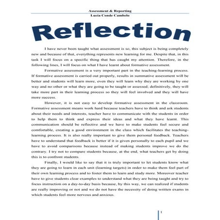 Reflection on my learning | DOCX