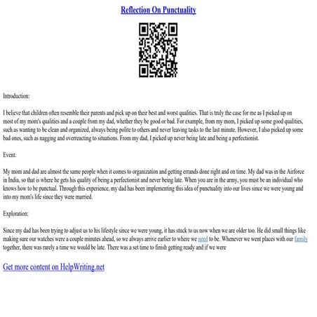 Reflection On Punctuality | PDF