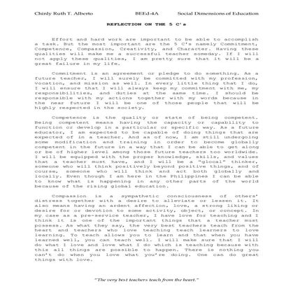 Reflection on the 5 C | DOCX