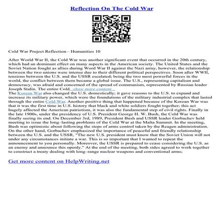 Reflection On The Cold War | PDF