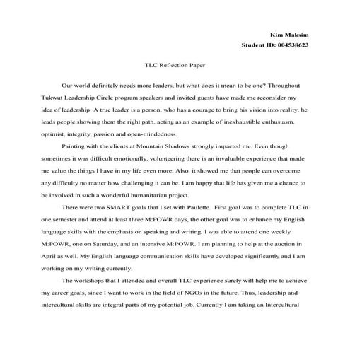 Reflection paper - Kim Maksim | PDF