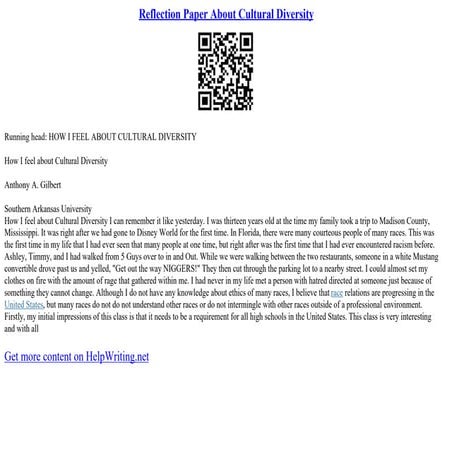 Essay About Cultural Diversity | PDF