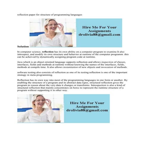 reflection paper for structure of programming languagesSolutionIn comp.docx | Programming ...