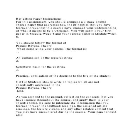Reflection Paper InstructionsFor this assignment, you should com.docx ...