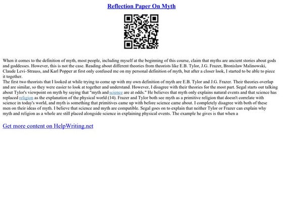 Myth Reflection Paper | PDF