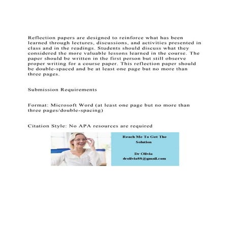 Reflection papers are designed to reinforce what has been learne.docx