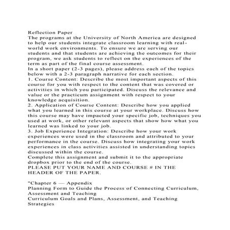 Reflection PaperThe programs at the University of North America .docx