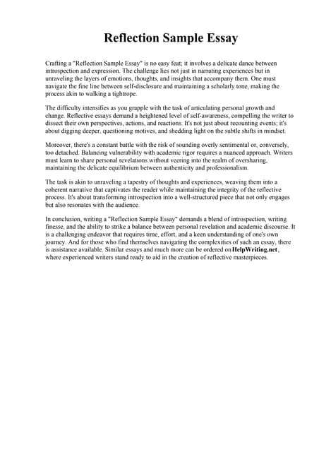 Reflective Essay Examples | PDF