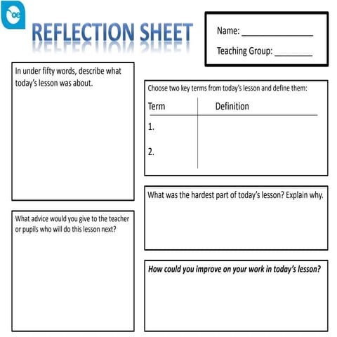 Reflection sheet | PPTX