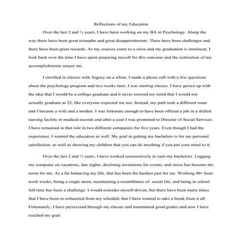 Reflections Of My Education | DOC