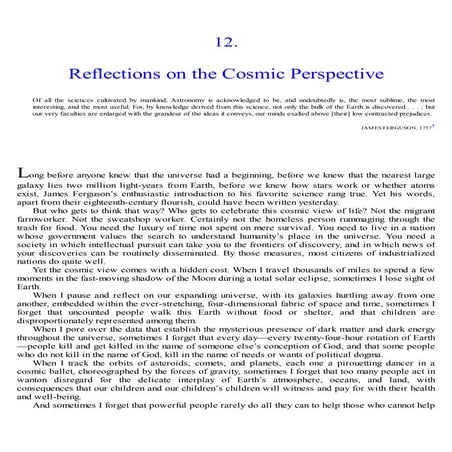 Reflections on the Cosmic Perspective | PDF