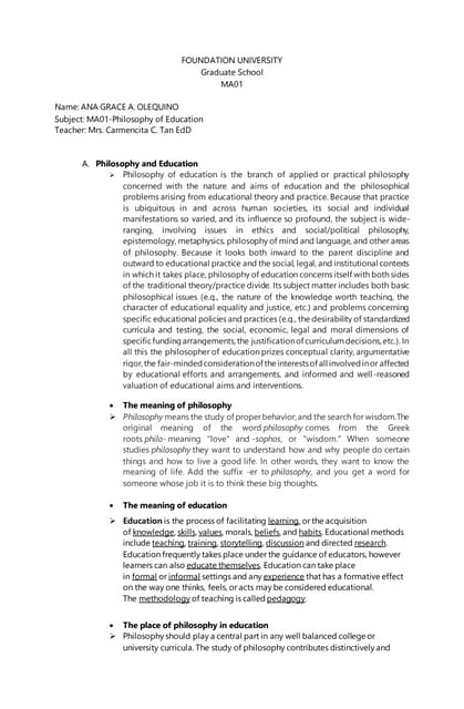 Relationship between philosophy and education. | PPTX | Education