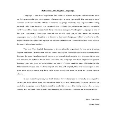 Reflection the English language. | DOC